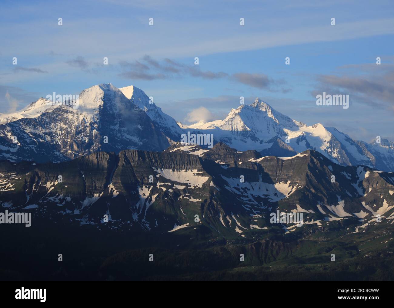 Famous mountain range Eiger, Monch and Jungfrau. View from Mount ...
