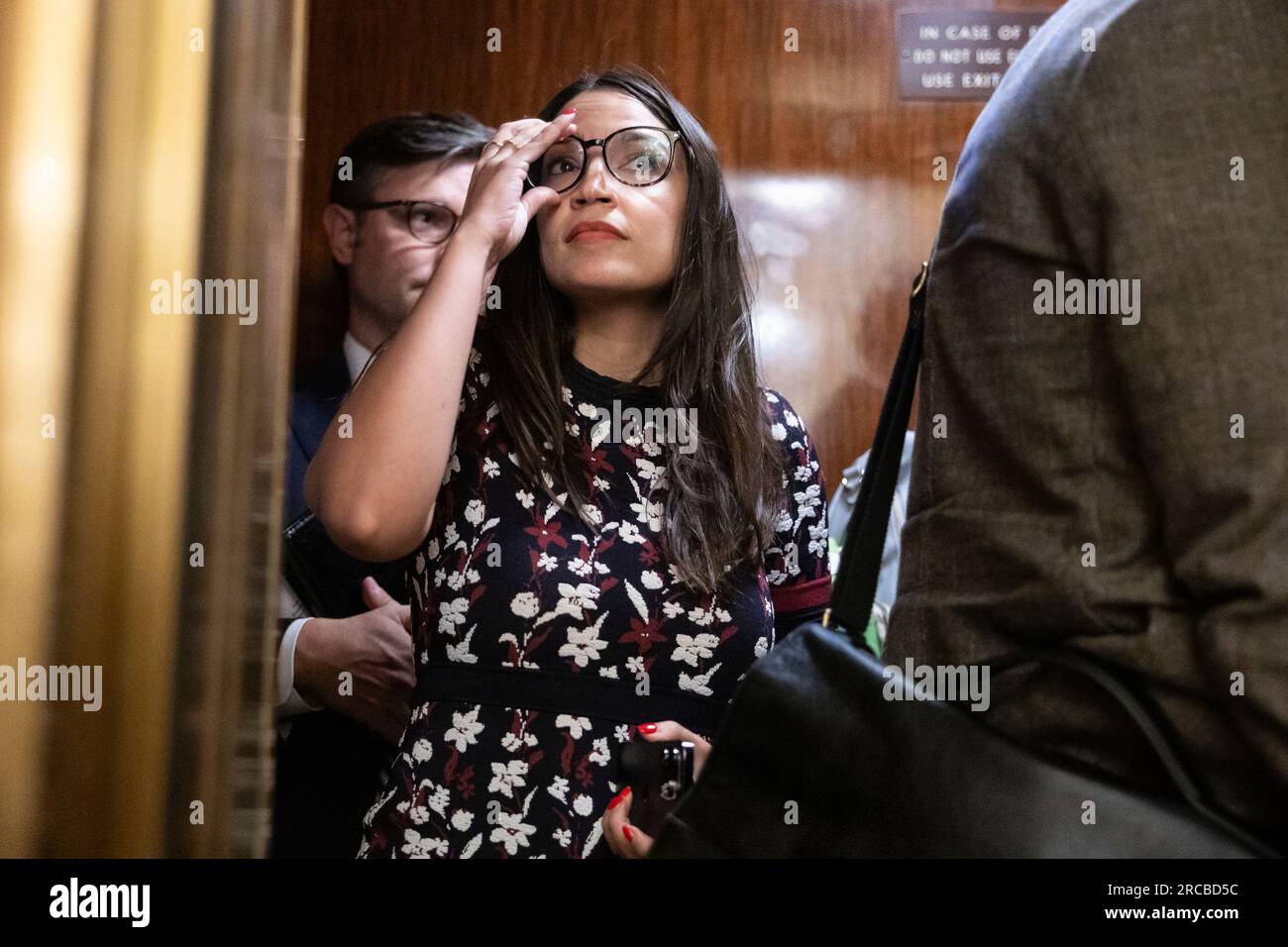 Rep. Alexandria Ocasio-Cortez (D-N.Y.) is seen in an elevator at the U ...