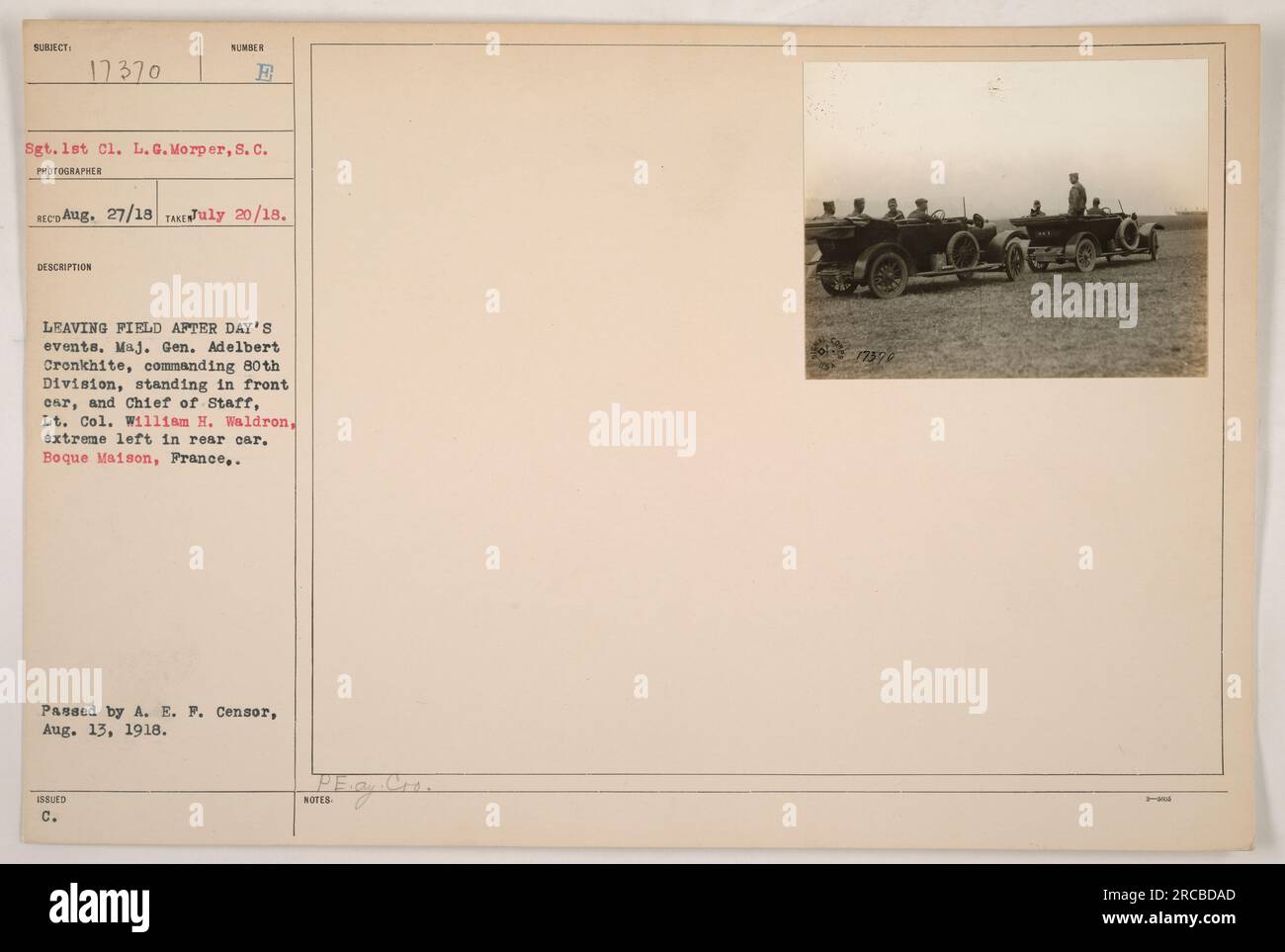 Maj gen cronkhite commanding the 80th division hi-res stock photography ...