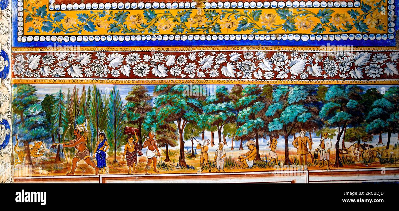 300 year- old ceiling paintings murals frescoes in Uma Maheswarar ...