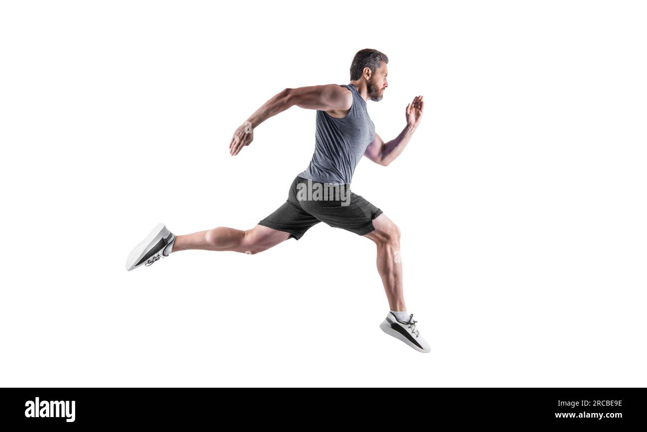 sportsman runner running isolated on white background. sportsman runner ...