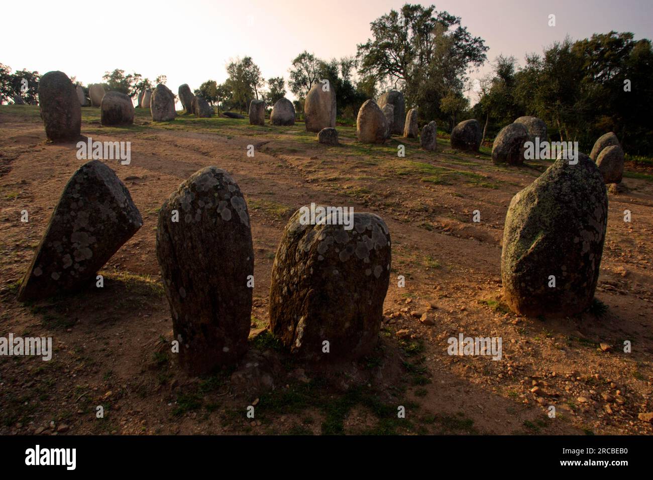 Megaliths, Cromlech of Almendres, Alentejo, stone oval, stone circle ...