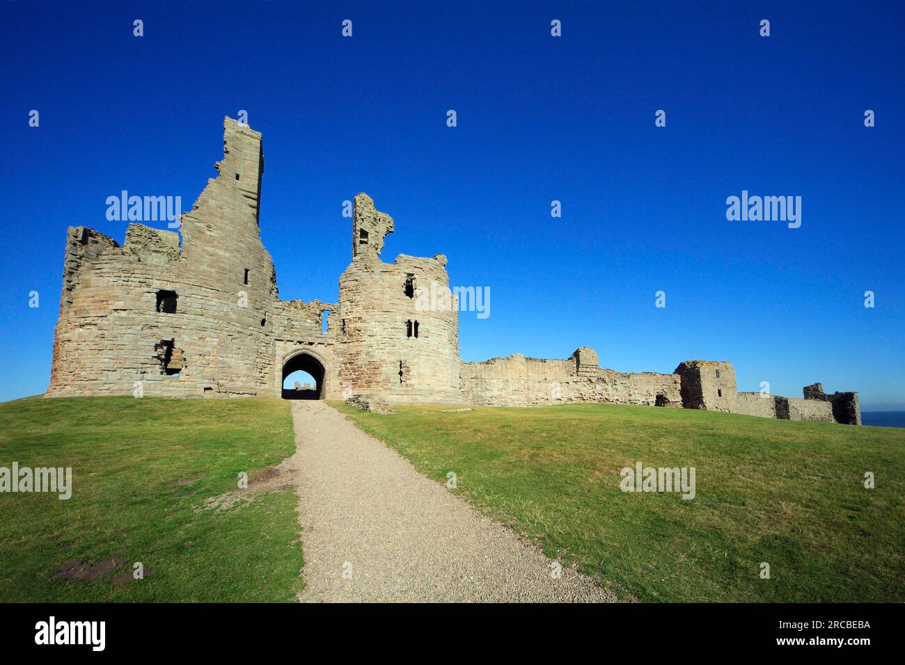 Dunstanburgh castle, Northumberland national park, England, United ...