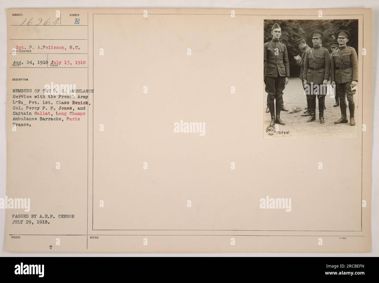Image shows members of the U.S. Ambulance Service with the French Army ...