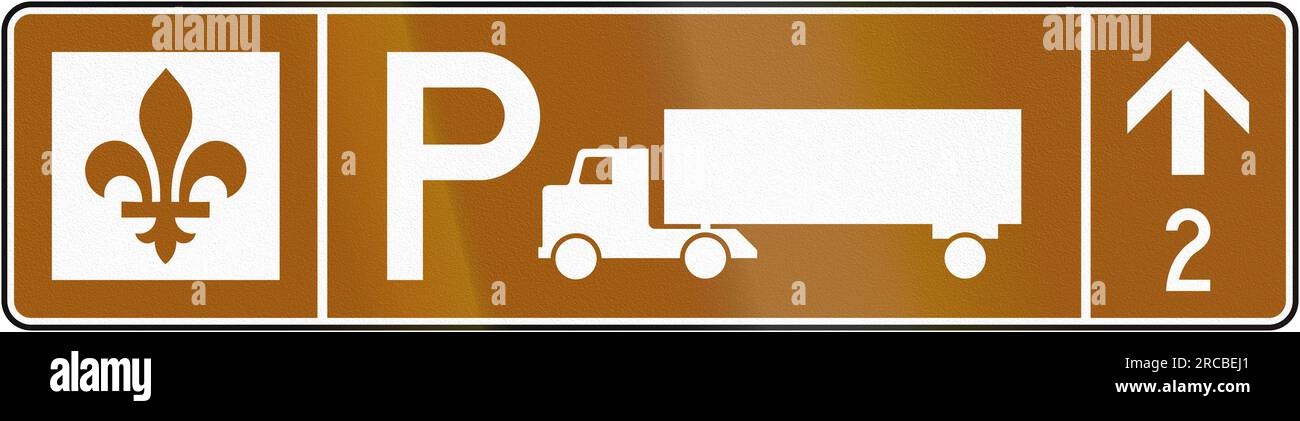 Guide and information road sign in Quebec, Canada - Truck parking ahead ...