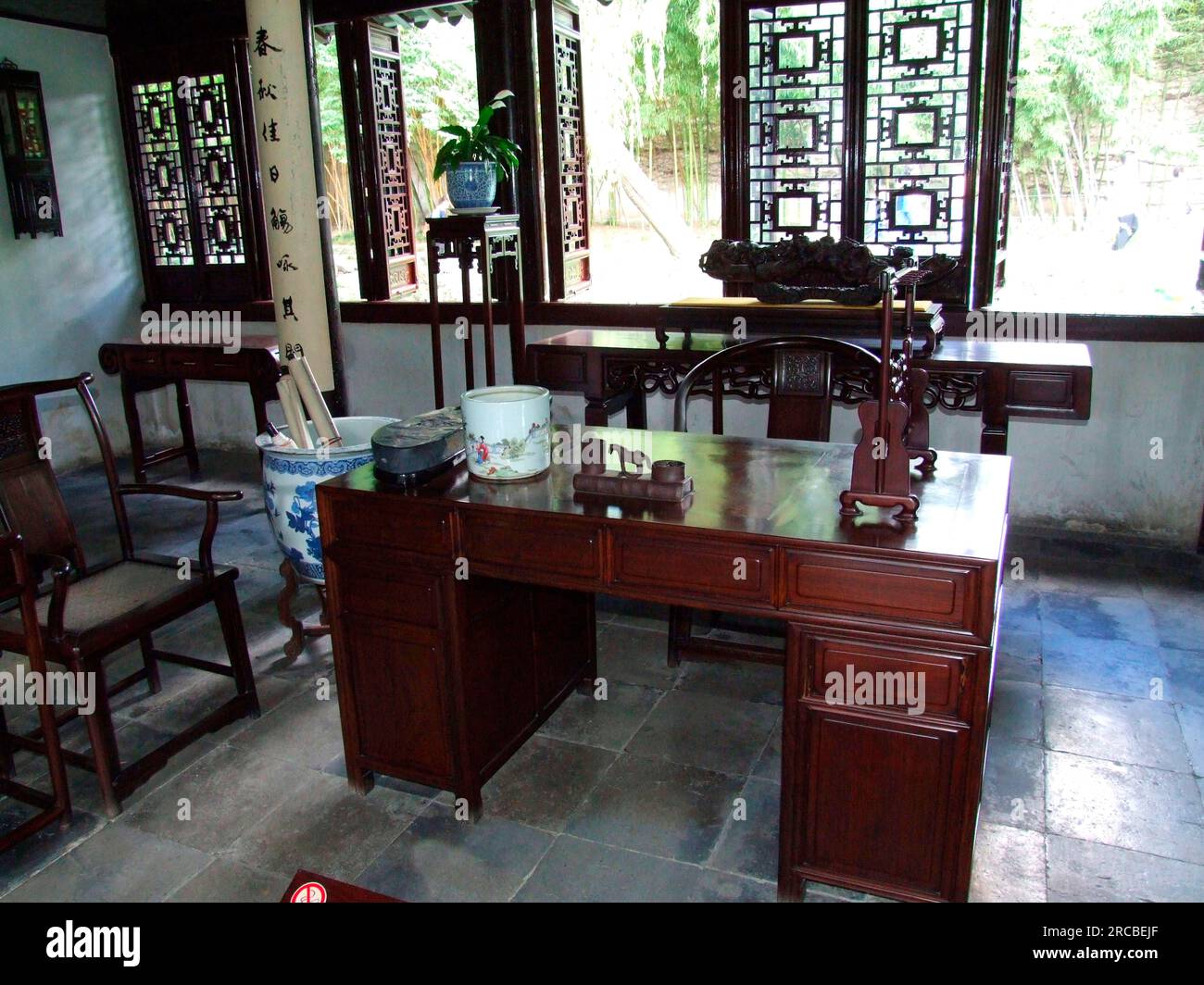 Office, garden of the humble official, Suzhou, desk, China Stock Photo ...