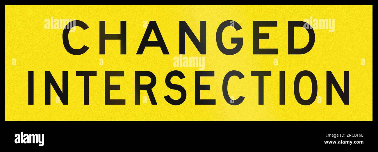 An Australian temporary road sign - Changed intersection Stock Photo ... An Australian temporary road sign - Changed intersection Stock Photo ...