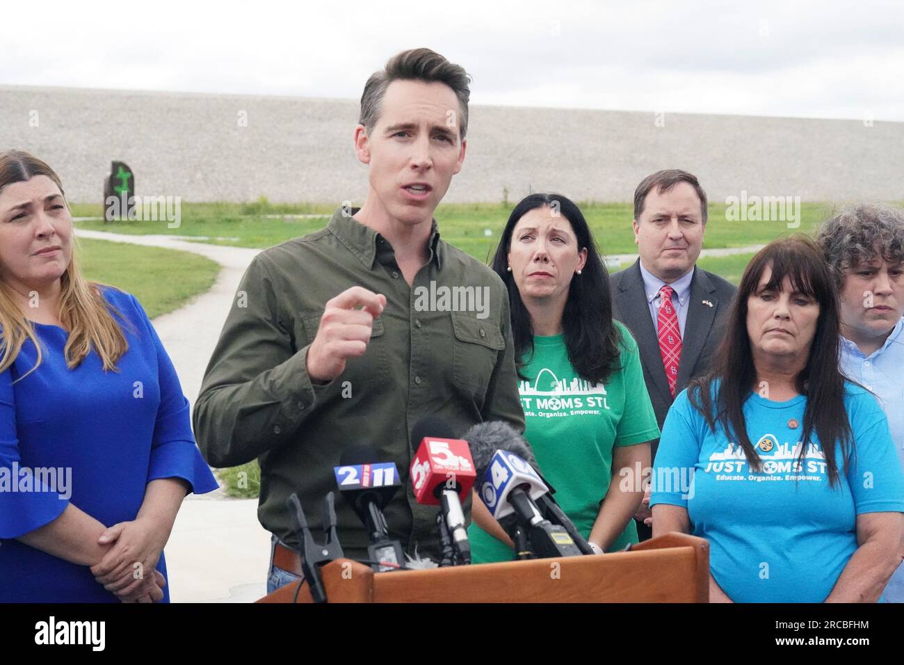 U.S. Sen. Josh Hawley makes his remarks at the Weldon Spring ...