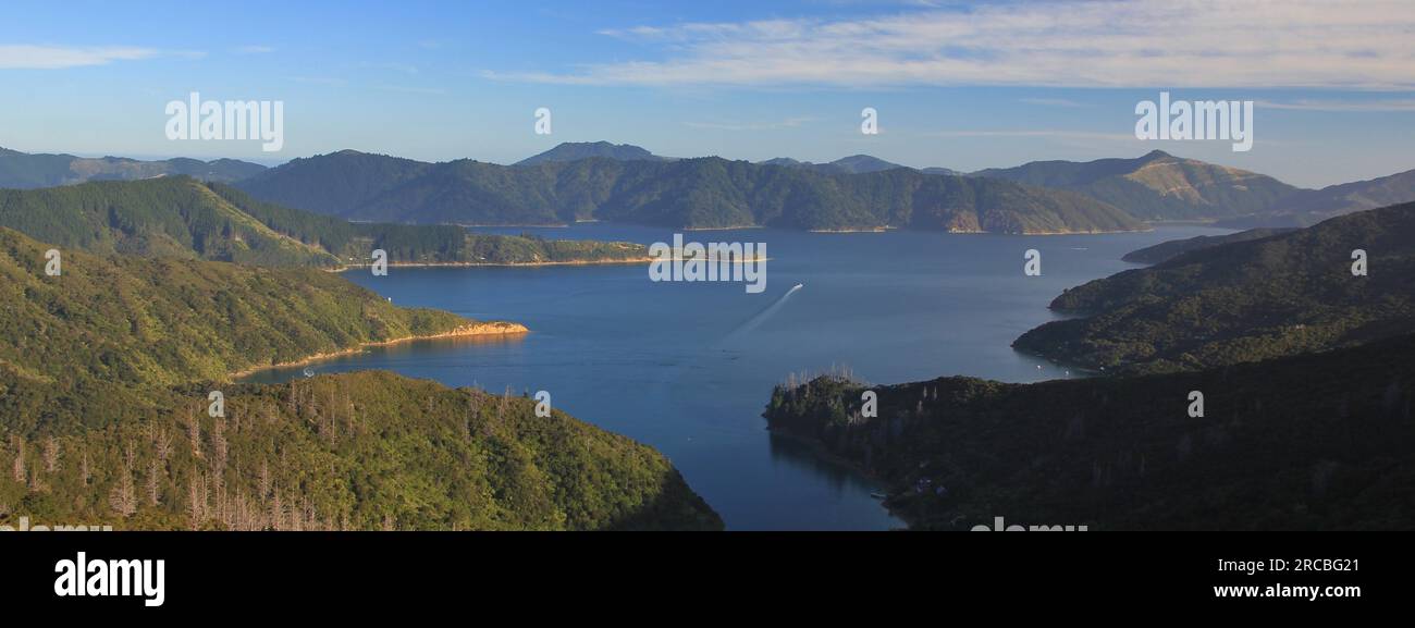Endeavour Inlet, bay in the Marlborough Sounds, New Zealand Stock Photo ...