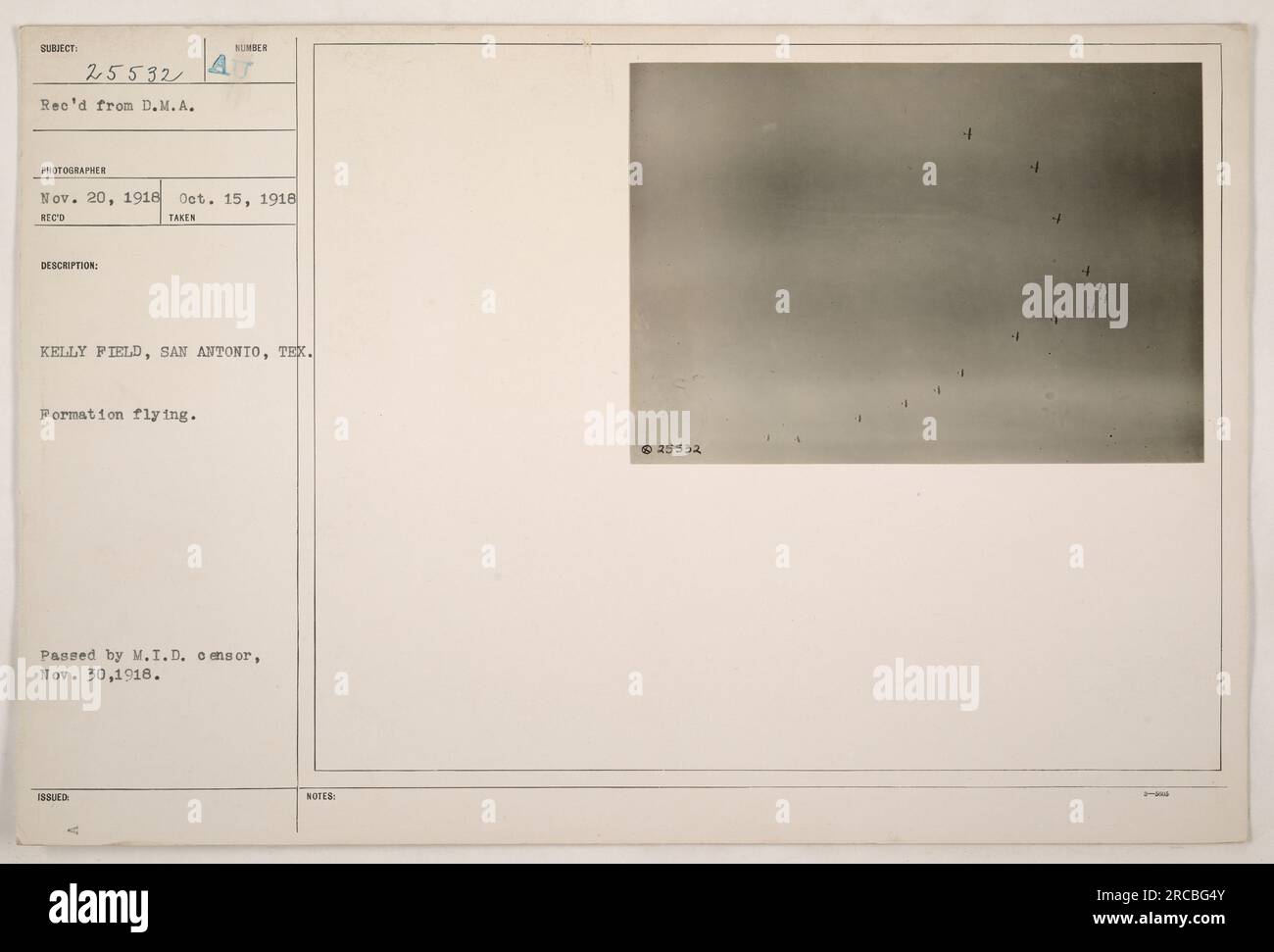 Formation flying at Kelly Field, San Antonio, Texas during World War I ...