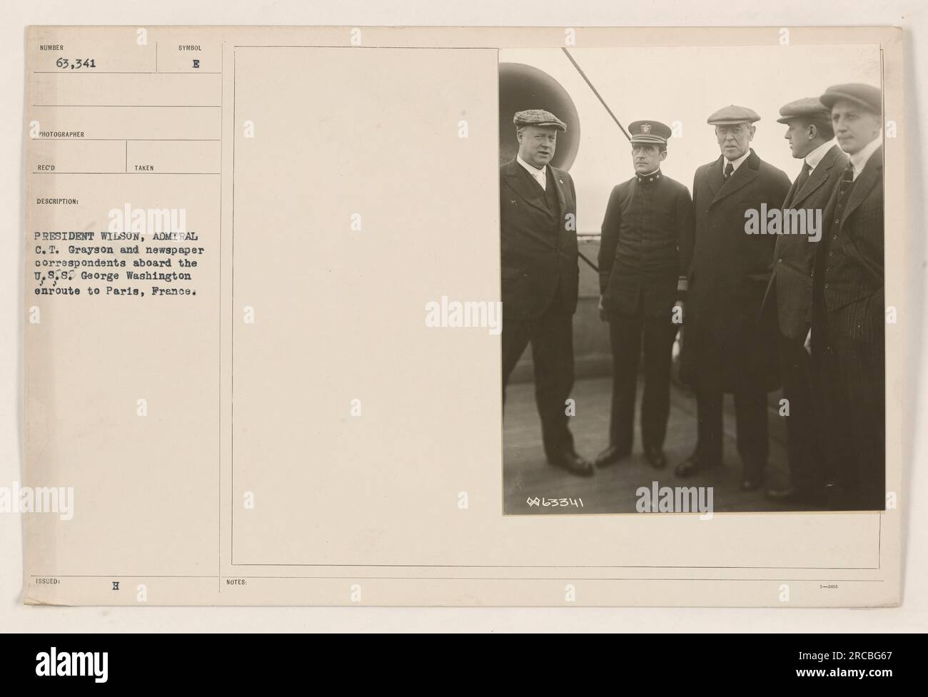 President Wilson, accompanied by Admiral C.T. Grayson and newspaper ...
