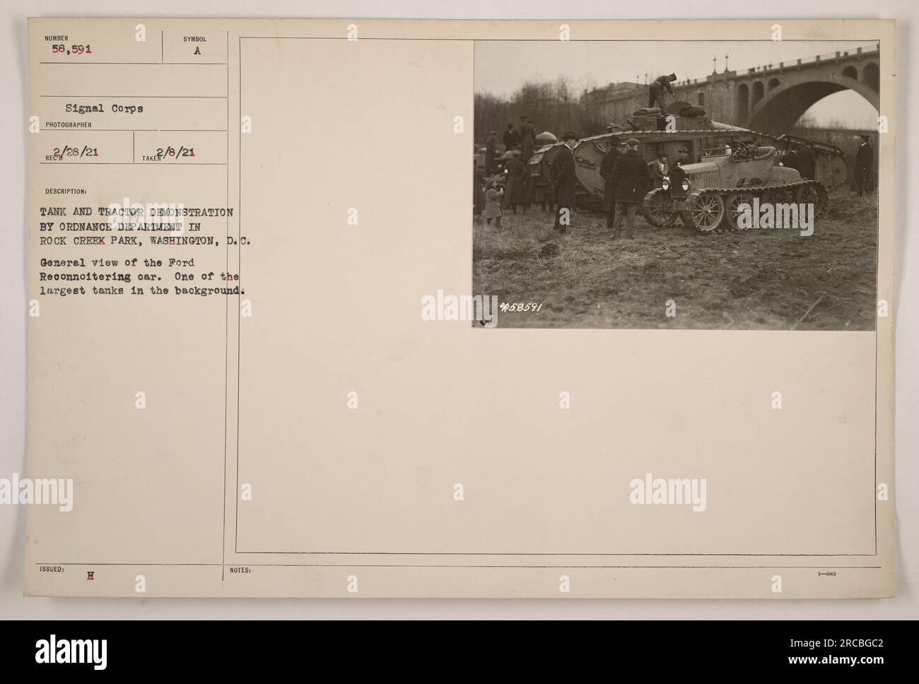 General view of a Ford Reconnoitering car with a large tank in the ...