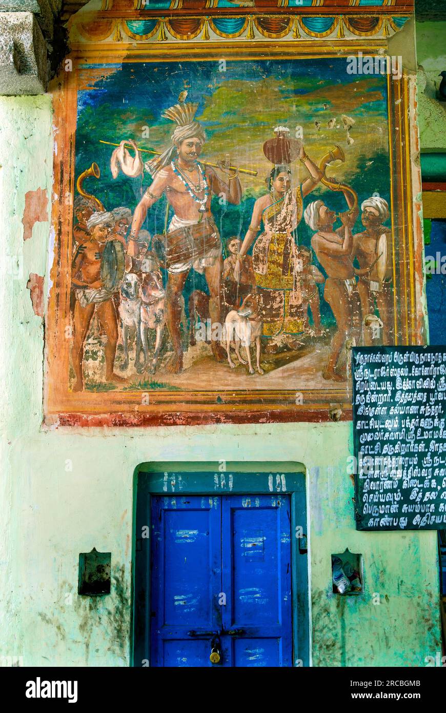 300 year- old wall paintings murals frescoes in Uma Maheswarar temple ...