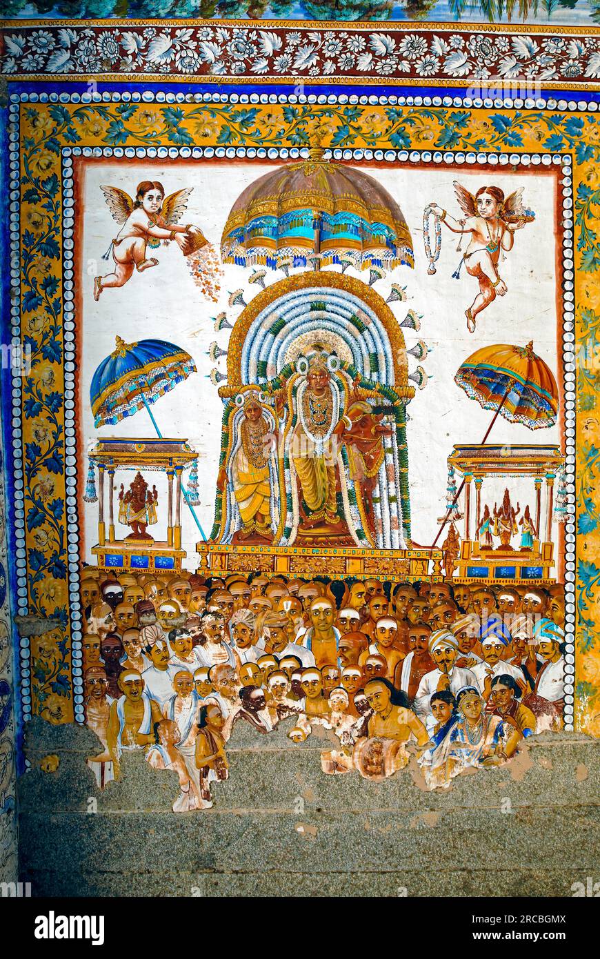 300 year- old ceiling paintings murals frescoes in Uma Maheswarar ...