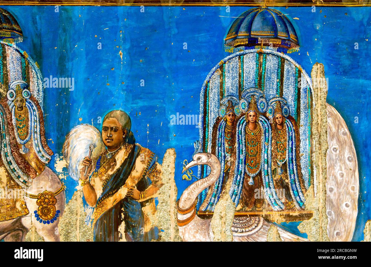 300 year- old ceiling paintings murals frescoes in Uma Maheswarar ...