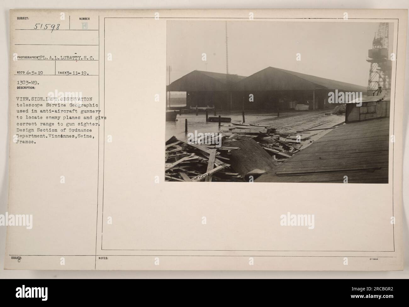 Observation telescope used in anti-aircraft gunnery to locate enemy ...