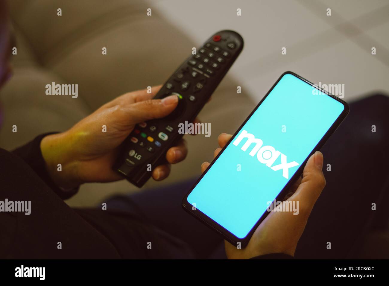 In this photo illustration, the Max logo seen displayed on a smartphone ...