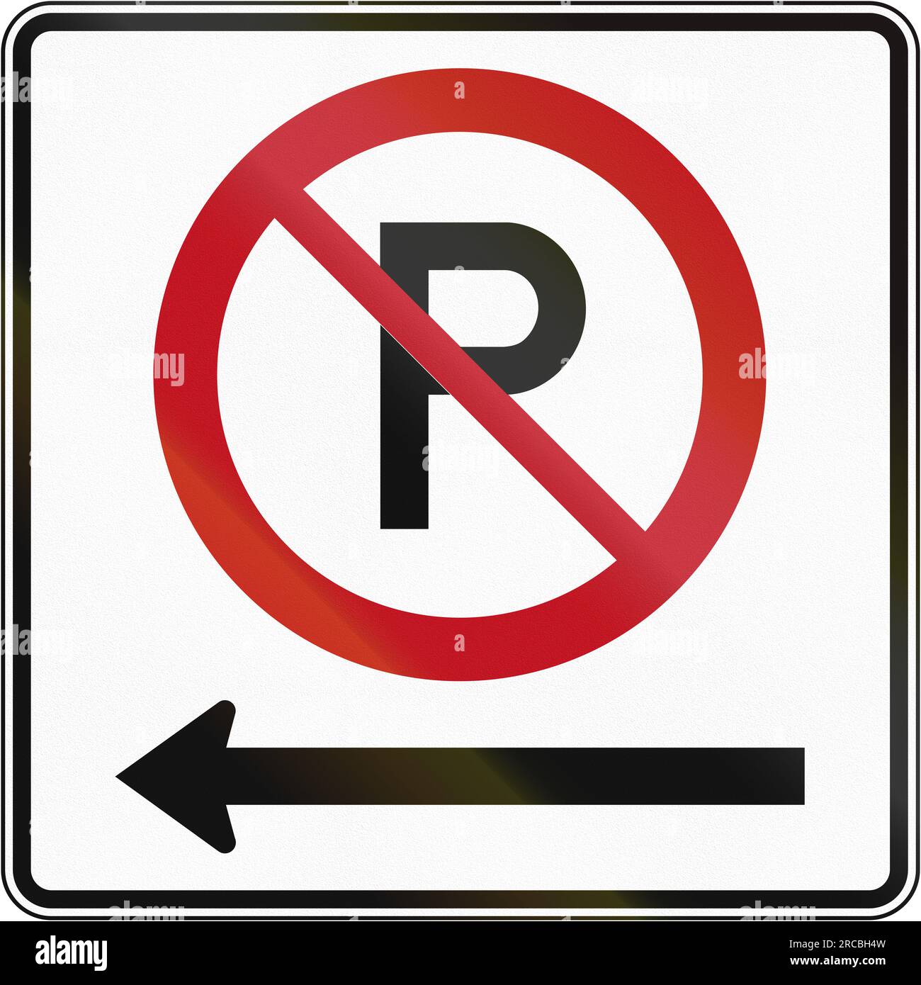 Canadian road sign - No parking to the left. This sign is used in ...