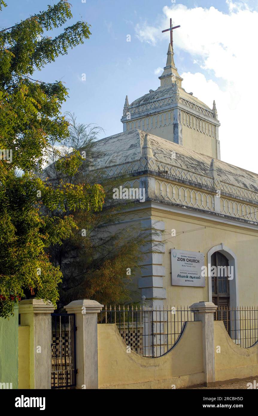 C.S.I Zion Church built in 1701 at Tranquebar Tharangambadi, Tamil Nadu ...