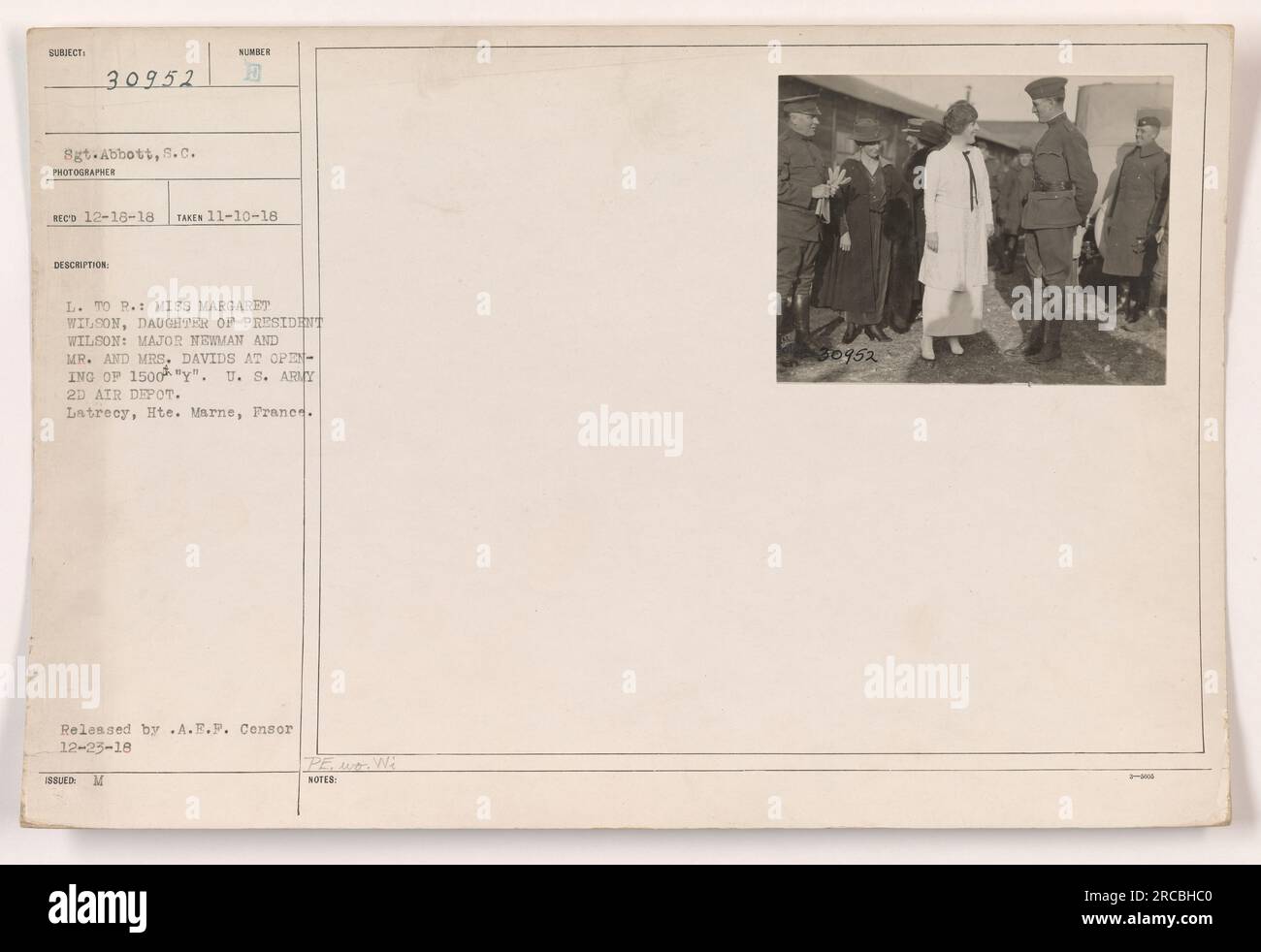 "Sergeant Abbott stands with Miss Margaret Wilson, daughter of ...