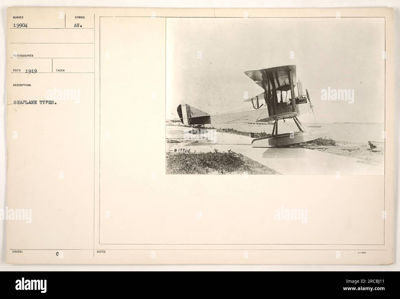 A seaplane takes off from the water during World War One. This ...