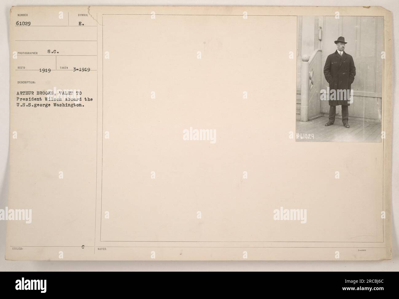 Arthur Brooks, President Wilson's valet, serving aboard the U.S.S ...