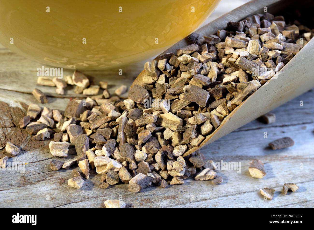 Tea made from shrub peony root bark (Moutan radicis cortex), shrub ...