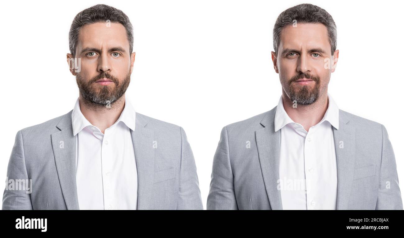 photos of man face stubble collage before and after in studio. man face ...