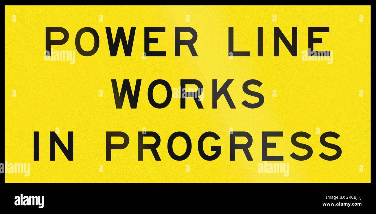 An Australian temporary road sign - Power line works in progress Stock ...