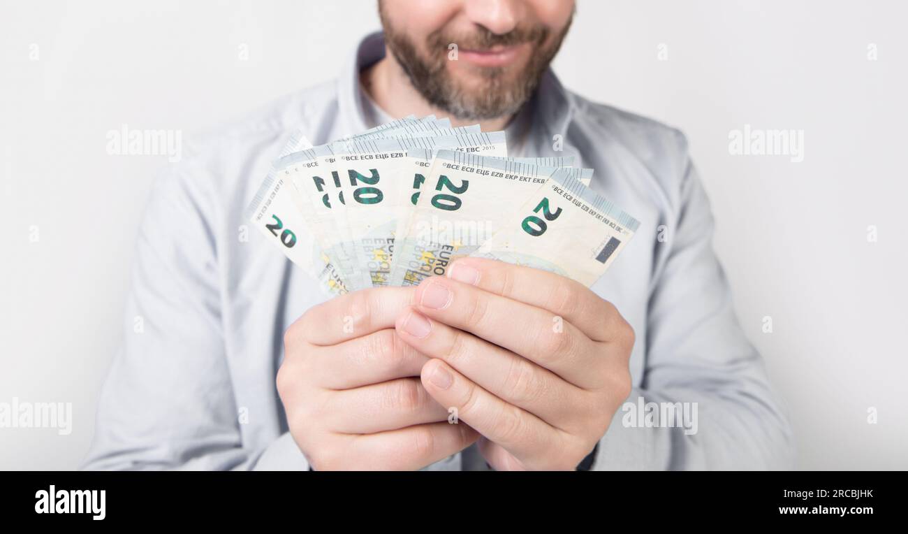selective focus of man with cash money in studio. man with cash money ...