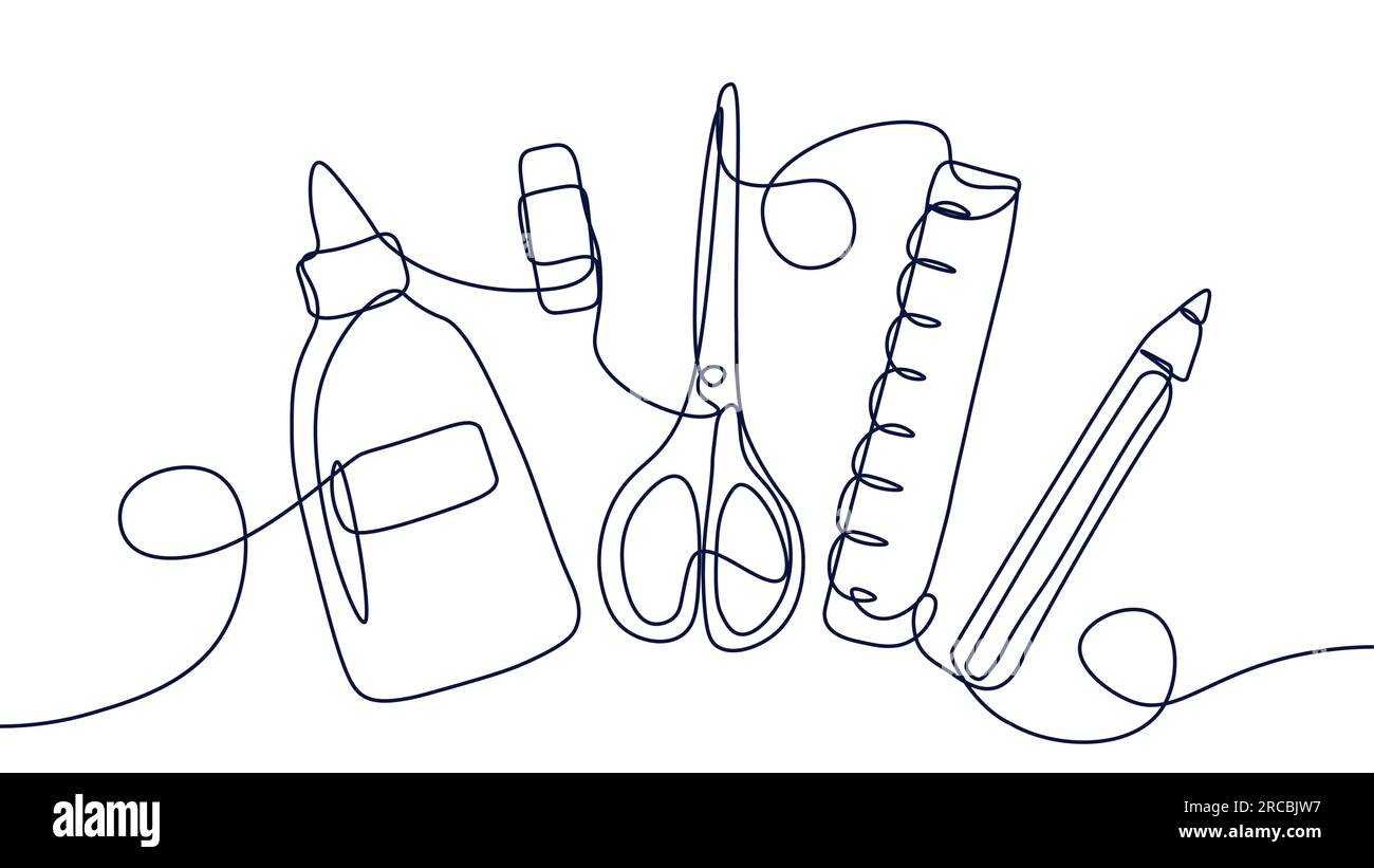 School tools continuous line concept Stock Vector Image & Art - Alamy