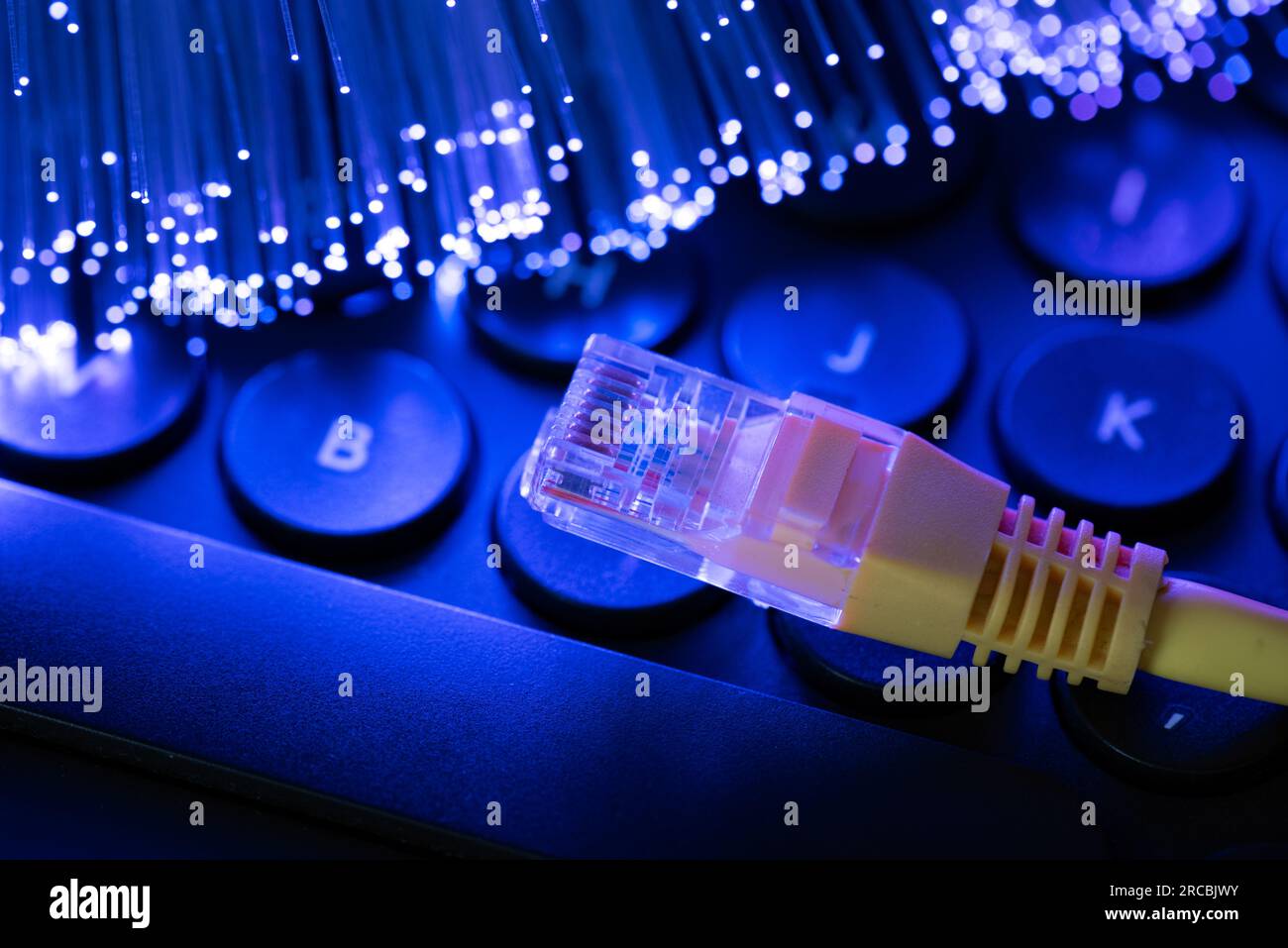 Internet cable, high speed connection, fiber optics concept Stock Photo ...