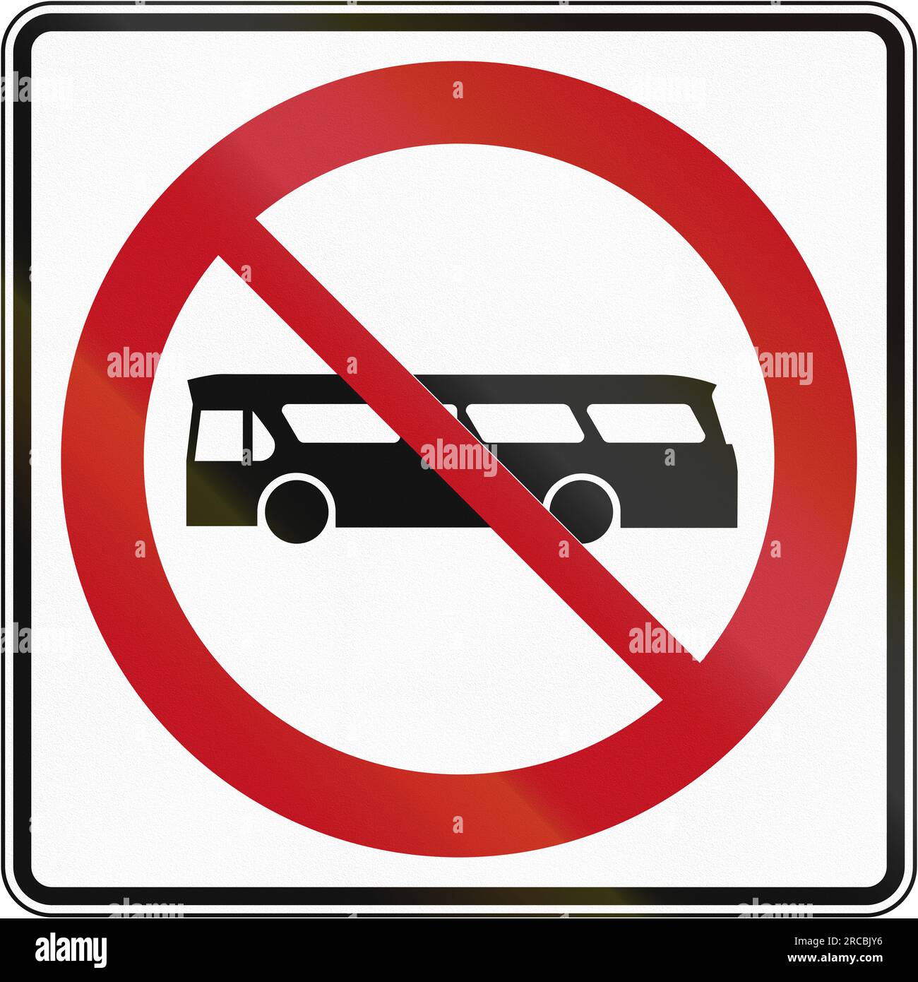 Road sign in Canada - No buses. This sign is used in Quebec Stock Photo ...