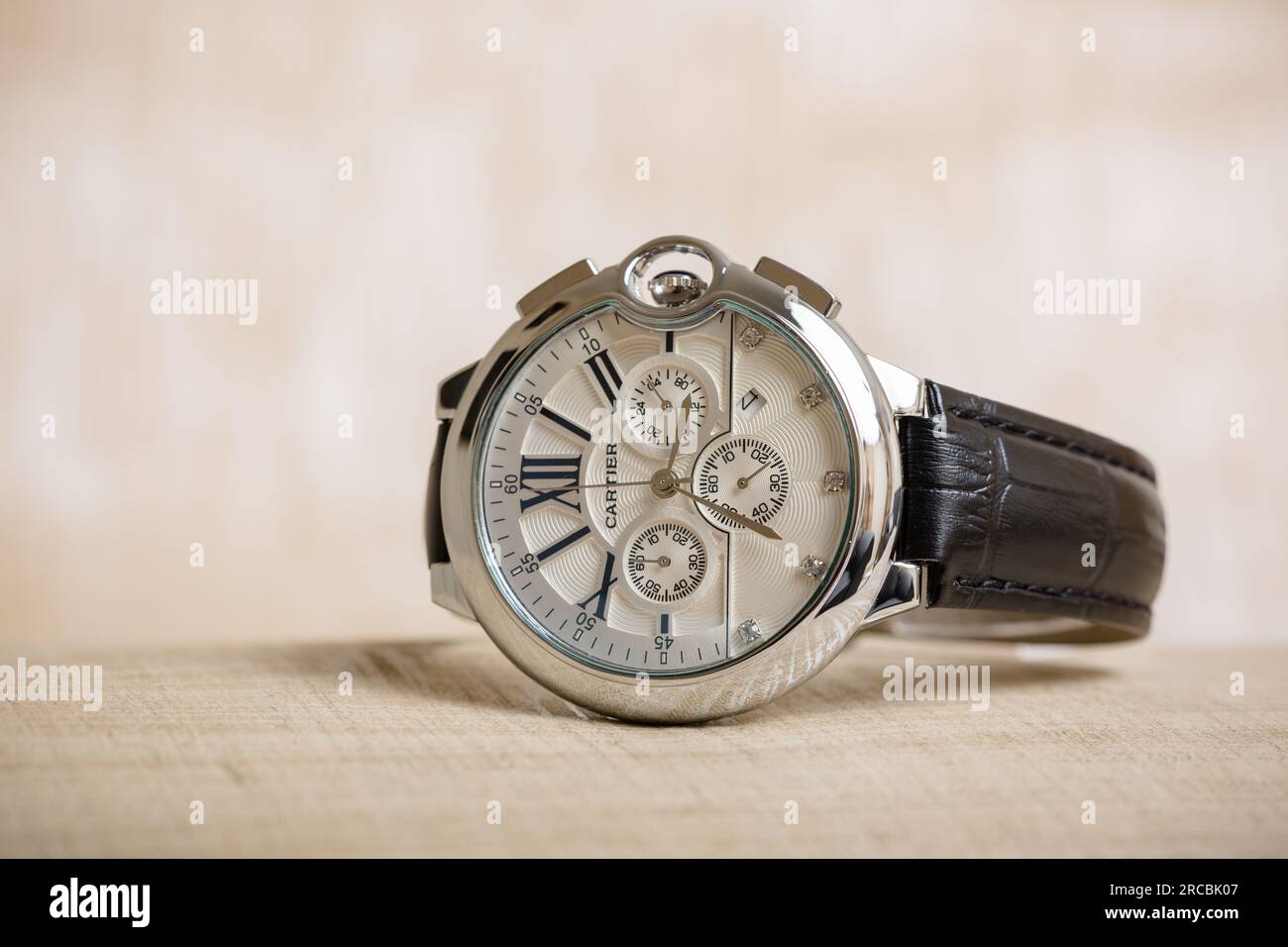 Hand wrist watch chronograph classic designer time clock Stock Photo ...