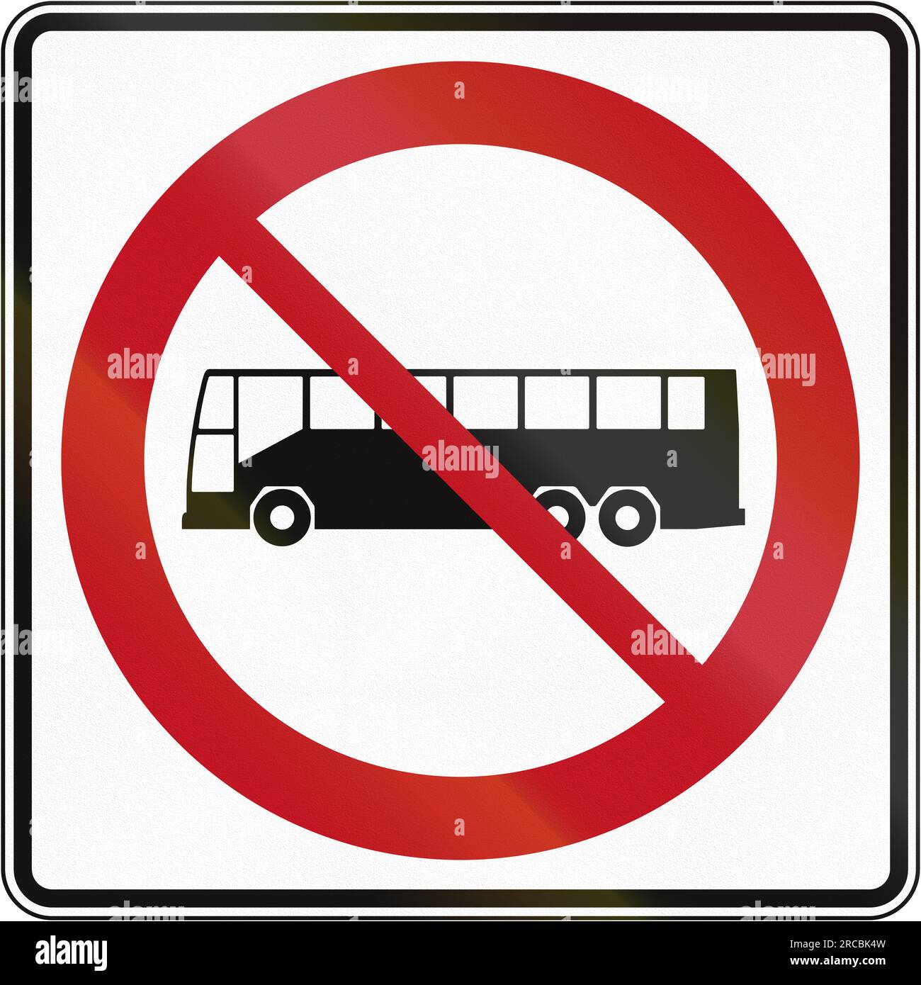 Road sign in Canada - No buses. This sign is used in Quebec Stock Photo ...