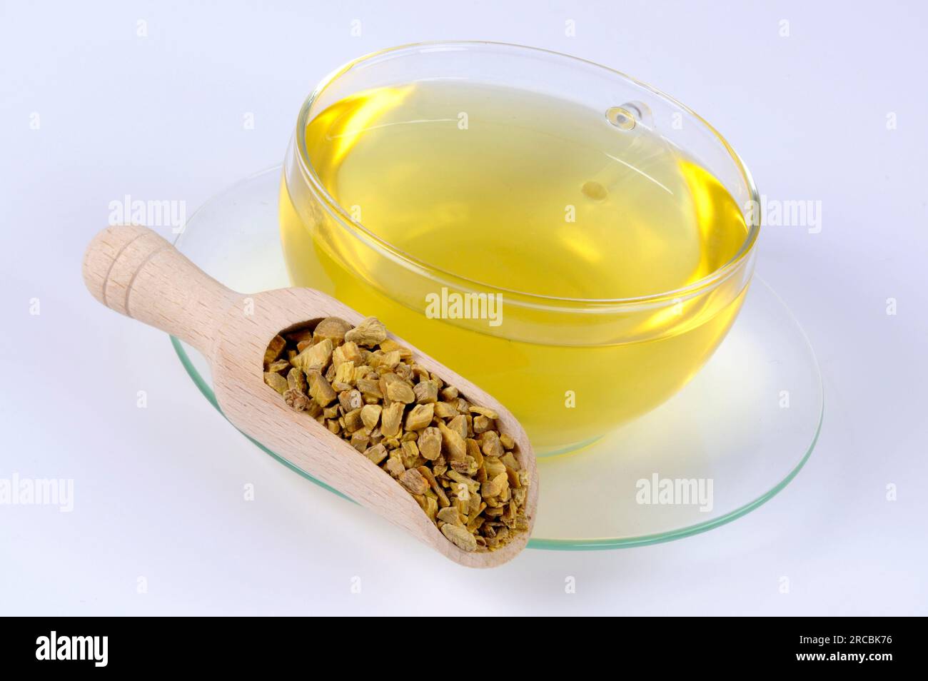 Cup of Baikal hellebore root tea, Huang Qin (Scutellaria baicalensis ...