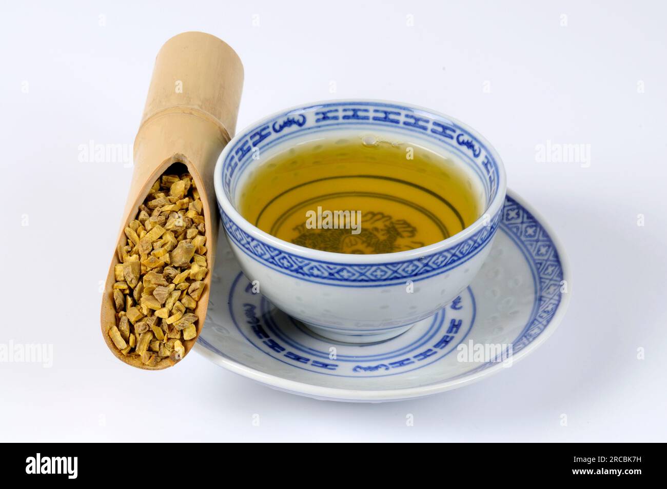 Cup of Baikal hellebore root tea, Huang Qin (Scutellaria baicalensis ...