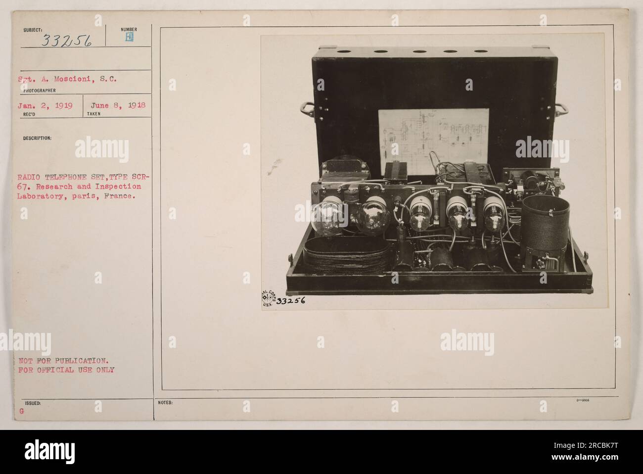 A black and white photograph depicting Sgt. A. Moscioni from the Signal ...