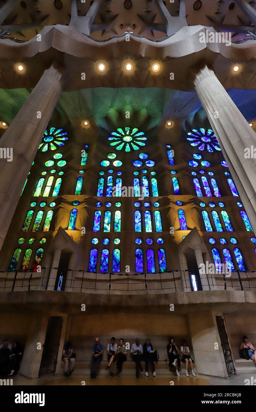 Barcelona, Spain, June 6 2023, internal detail of the Sacred Family ...