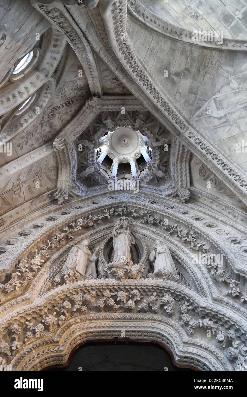 Barcelona, Spain, June 6 2023, internal detail of the Sagrada Familia ...