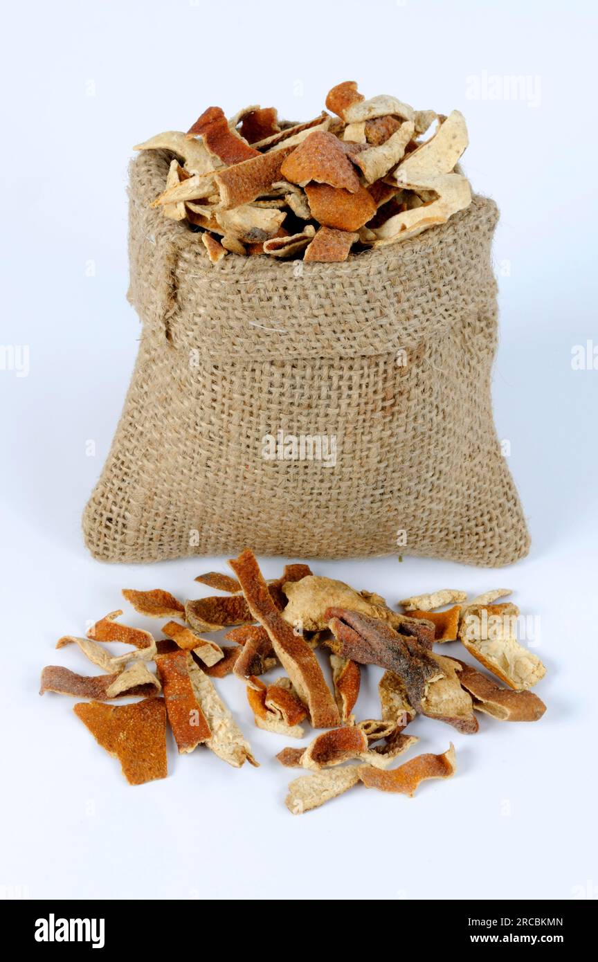Mandarin peel (Citri reticulatae Pericarpium), cut out, object Stock ...