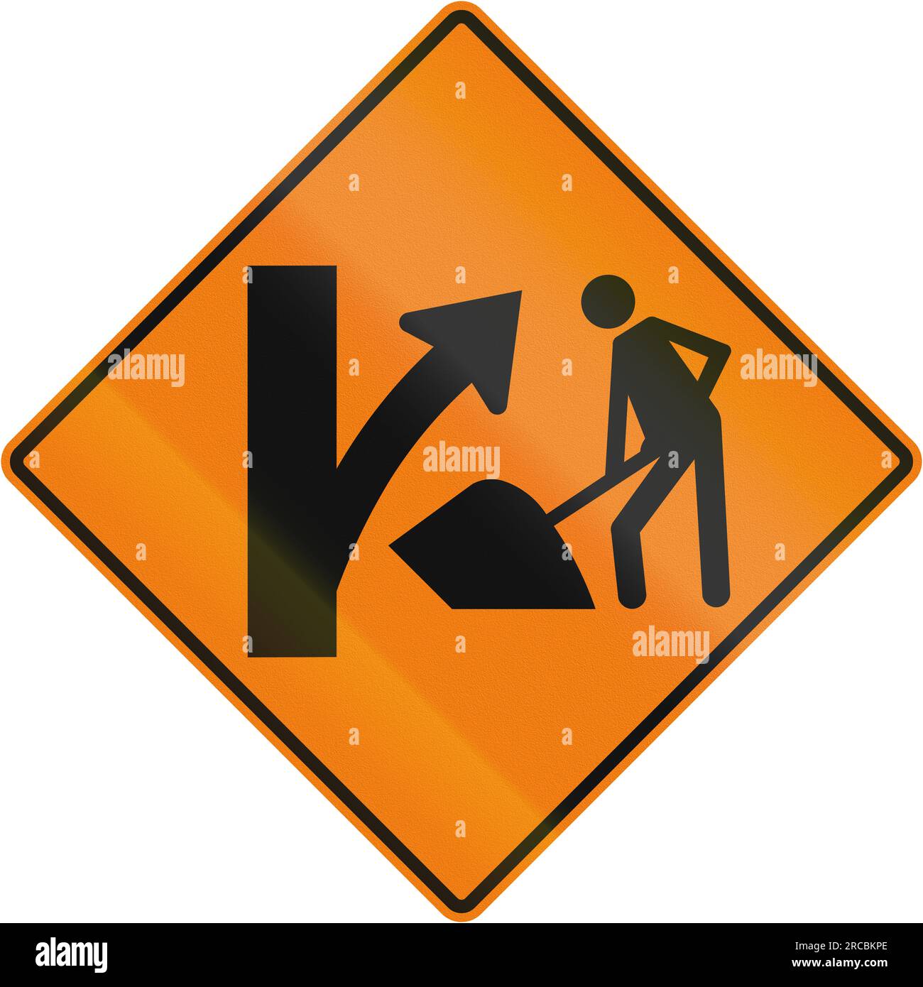 Canadian temporary traffic warning sign: Construction site on right ...