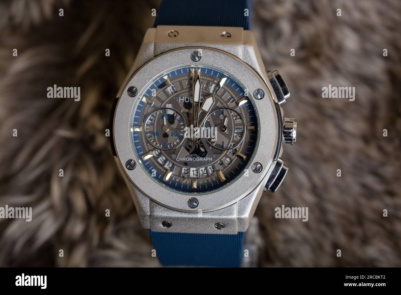 Hand wrist watch chronograph classic designer time clock Stock Photo ...