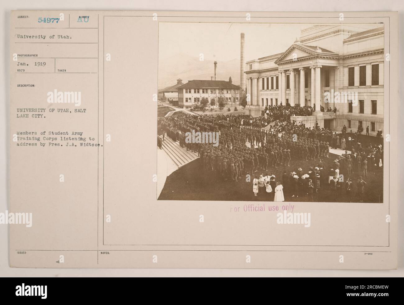 Members of the Student Army Training Corps at the University of Utah in ...