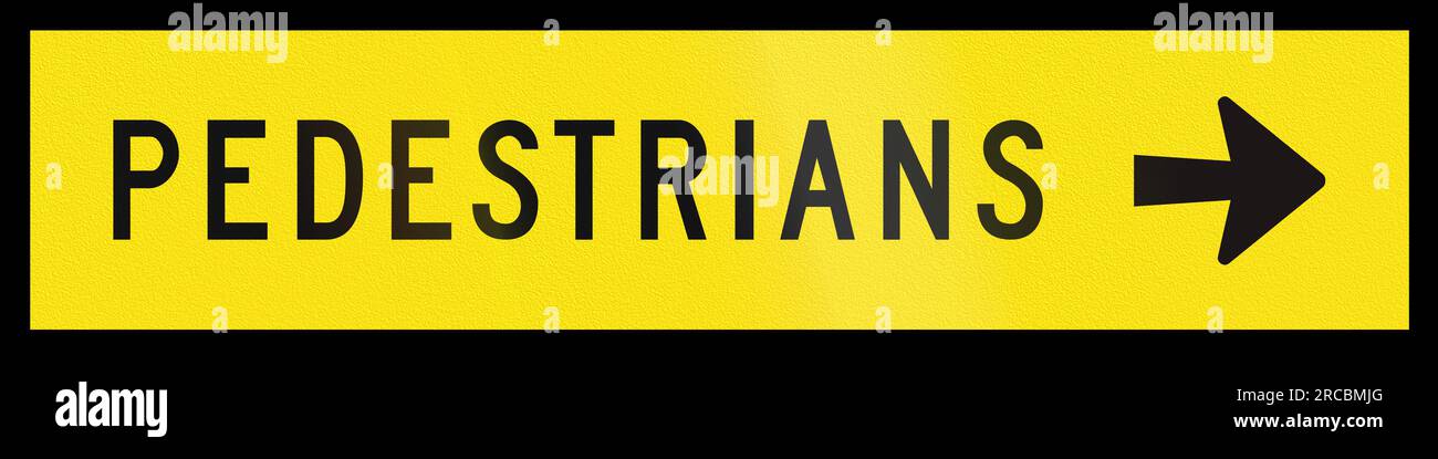 An Australian temporary road sign - Pedestrians to the right Stock ...