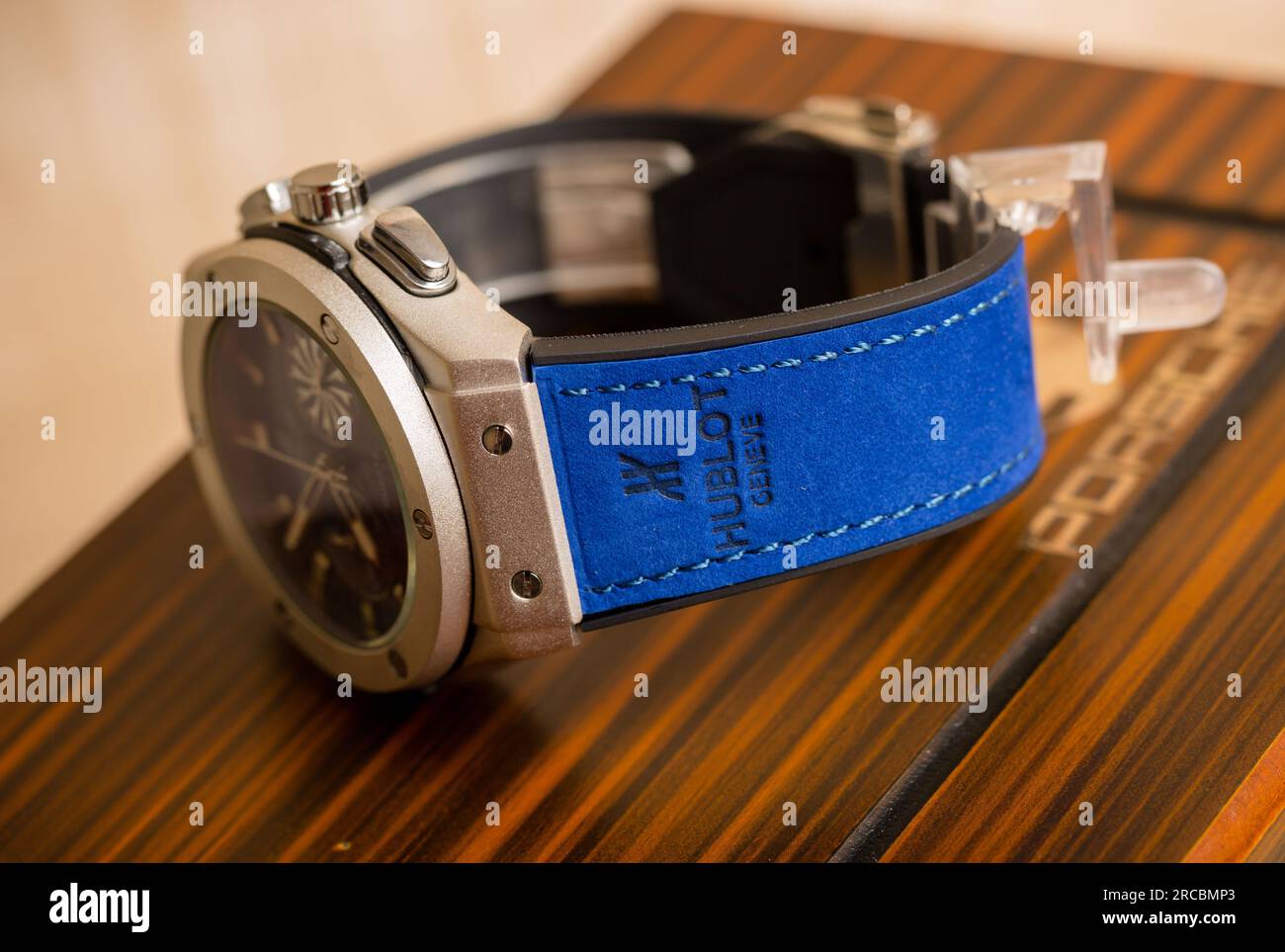 Hand wrist watch chronograph classic designer time clock Stock Photo ...