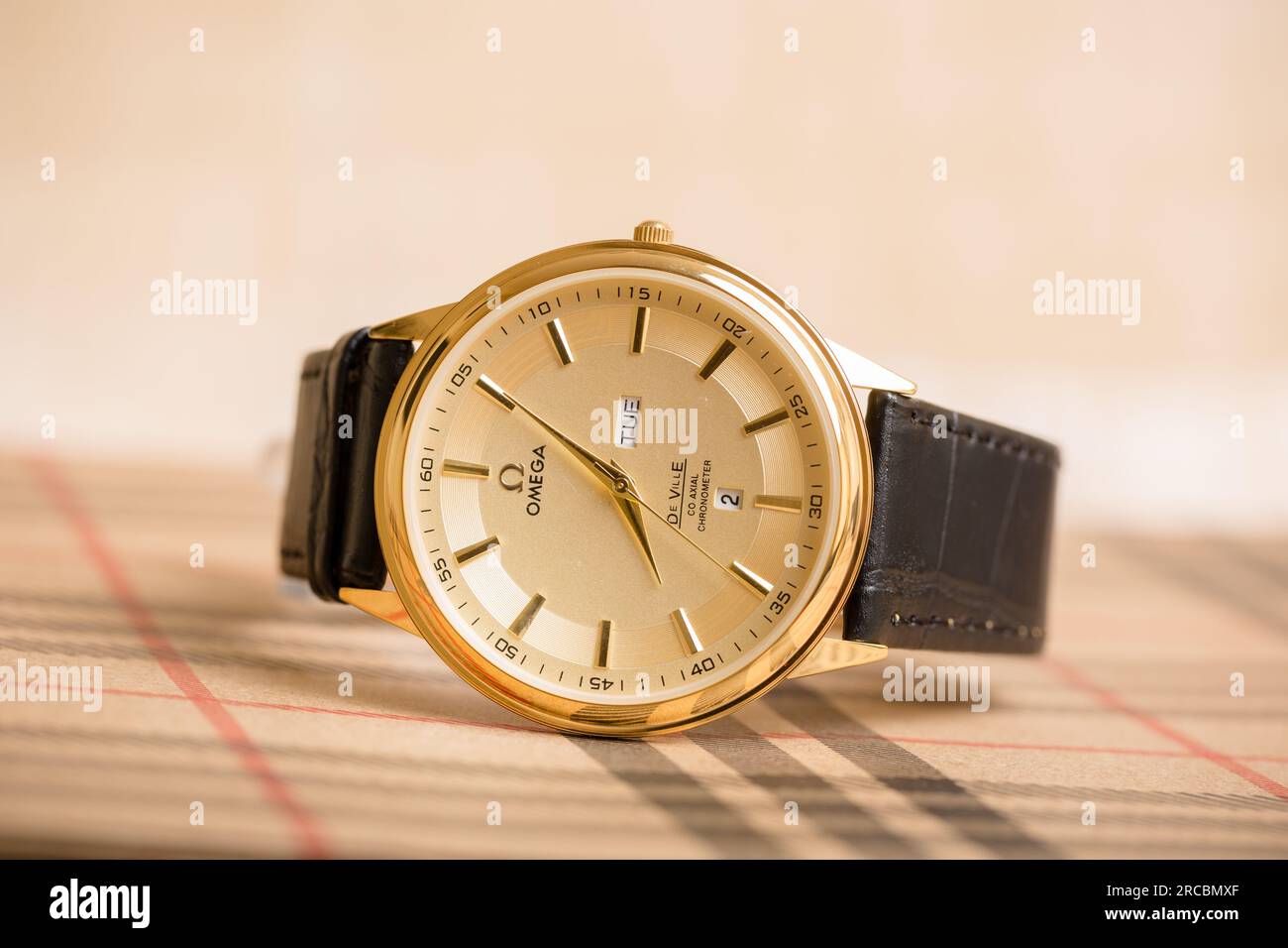 Hand wrist watch chronograph classic designer time clock Stock Photo ...