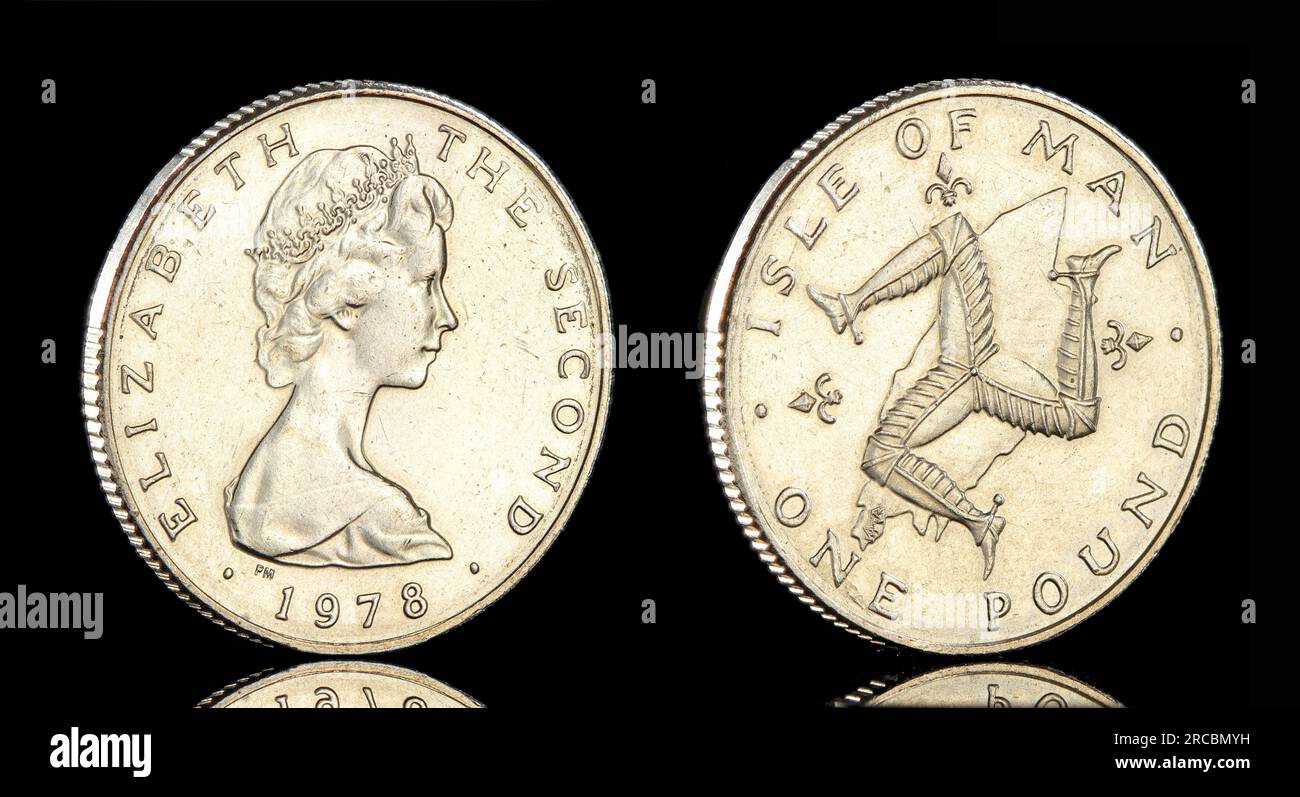 1978 Isle Of Man One Pound coin Stock Photo - Alamy