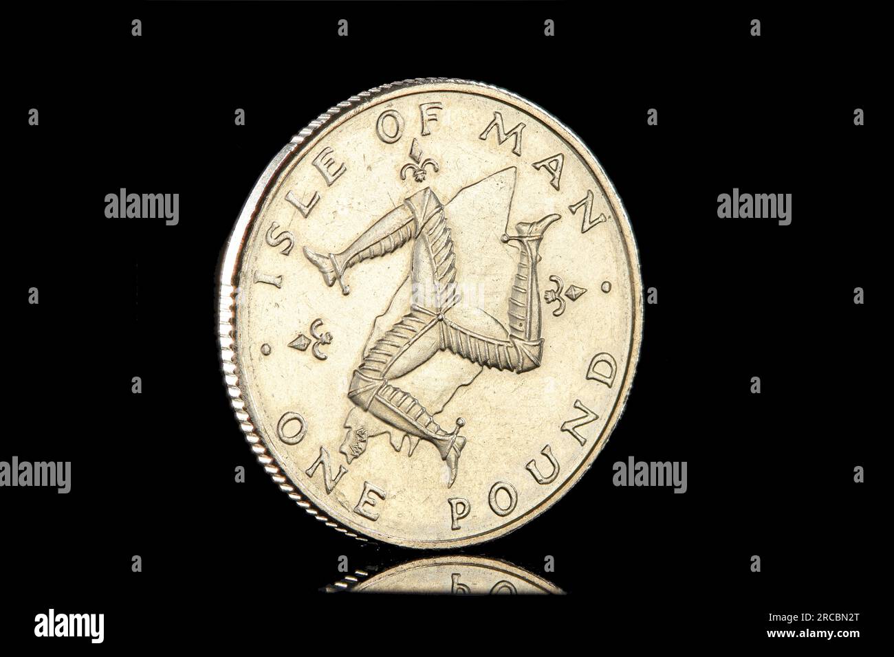 1978 Isle Of Man One Pound coin reverse featuring the country's Flag ...