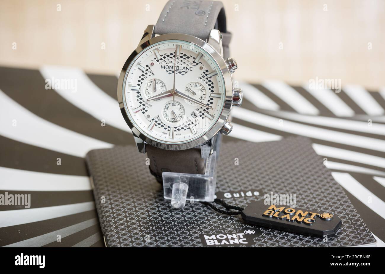 Hand wrist watch chronograph classic designer time clock Stock Photo ...